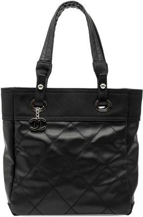 Chanel Shopper - Small Quilted Coated Canvas Paris Biarritz Tote - Gr. unisize - in Schwarz - f&uuml;r Damen