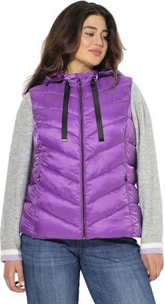 Ulla Popken Hyprar Steppweste, Wasserabweisend, Kapuze Abnehmbar Gilet, Violet foncé, 46-48 Femmes