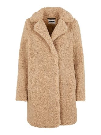 Noisy May Noisy May Damen Langer Kunstfell Mantel | Warme Teddy Winter Jacke | Lamm Plüsch Parka ohne Kapuze NMGABI, Farben:Beige, Größe:36