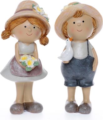 dio Only for You 2er Set Garten Kinder | Dekofigur Figur Junge Mädchen Gartenfigur | 15,5x6,5 cm