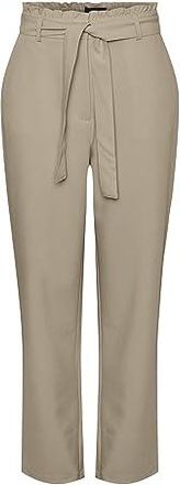 Pieces PCBOSS HW Paperbag Straight Pants Noos Pantalons, White Pepper, S Femme