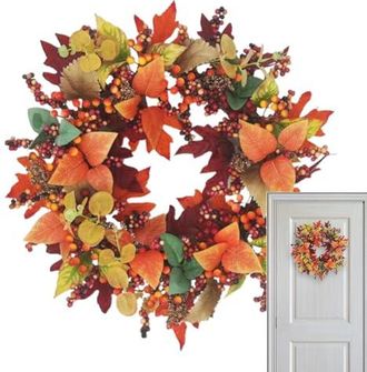 Generico Couronne dautomne, d&eacute;coration de f&ecirc;te de Thanksgiving, couronnes artificielles festives pour porte murale