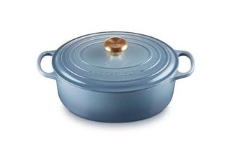 LE CREUSET Le Creuset Cocotte en Fonte &Eacute;maill&eacute;e Signature avec Couvercle, 29 cm, Ovale, 4.7 L, 4.675 kg, Chambray, 21178294344441