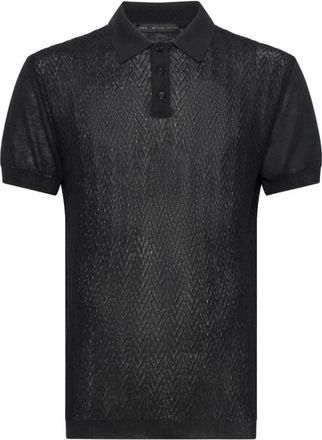 low brand Homme, Tops, Noir, Taille: M Polo Chevron en maille
