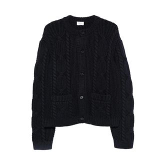 Saint Laurent Cardigan Laine Torsade & Point 4240 - - Knitwear - Herren - Schwarzk - XL