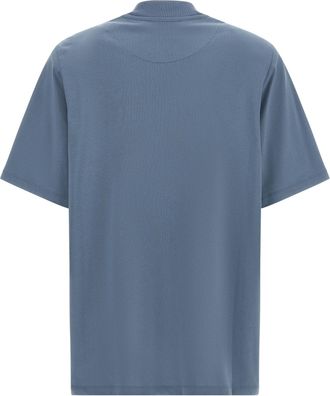 The Attico Mock-Neck Cotton T-Shirt - Blue