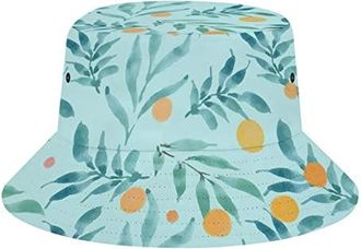 Generic Aquarelle De Plante Orange (5) Seau Chapeau Pliable Chapeaux De Visière Respirant Bucket Hat pour Camping Hommes Plage