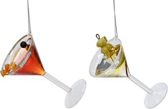 Kaemingk Christbaumschmuck Glas 11cm - Cocktail Figur zum Aufh&auml;ngen - 1 St&uuml;ck sortiert - mundgeblasen - Weihnachtsbaum Anh&auml;nger f&uuml;r Weihnachten - Christbaumanh