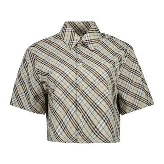 Burberry Karierte Crop Bluse Fr&uuml;hling-Sommer 2025 - - Blouses & Shirts - Damen - Mehrfarbig - 3XS