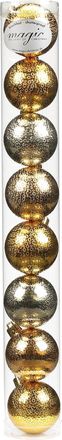 Magic Bodyfashion 8 Christbaumkugeln 6cm Metallic (Bright Gold Mix) Kunststoff bruchfest // Dekokugeln Weihnachtskugeln Baumkugeln Baumschmuck Set Inge-Glas Plastik PVC