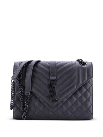 Saint Laurent sac port&eacute; &eacute;paule Classic Envelope Satchel monogramm&eacute; et matelass&eacute; en cuir format moyen - Noir