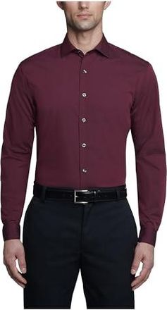 Kenneth Cole Dress Shirt Slim Fit Solid Chemise, Couleur : Bordeaux, 41 cm-42 cm Hals 91 cm-94 cm Ärmel Homme