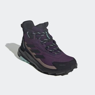 ADIDAS TERREX Wanderschuh ADIDAS TERREX TERREX ANYLANDER MID RAIN.RDY, Damen, Gr. 38,5, schwarz (aurora plum, core schwarz, trace braun), Textil, Schuhe Wanderschuh
