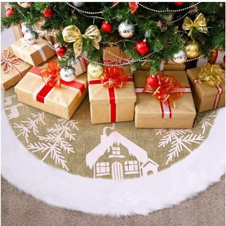 Vosarea Weihnachtsbaum Rock Weihnachtsbaumdecke Rund Weihnachtsbaum Decke Gro&szlig; Fell Christbaumdecke Christbaumst&auml;nder Teppich Baumdecke Weihnachtsbaum Deko,48