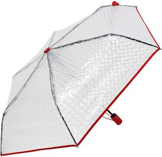 iX-brella Taschenschirm transparent mit Lens-Effekt durchsichtig mit Einfassband rot