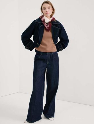 Mango Jean large taille normale bleu - Femme - 32 - MANGO