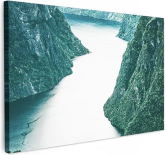 MuchoWow © Leinwand Bilder Groß 120x80 cm XXL Wanddeko Wohnzimmer Aesthetic Room Decor Deko Zimmer Wandbilder Modern Bild auf Leinwand Natur - Berge - Grün - F