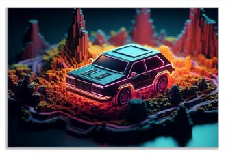 Wallario Frühstücksbrettchen aus Glas, Glasunterlage, Glasbrettchen Pixel-Roadtrip, Größe 20 x 30 cm, Sicherheitsglas