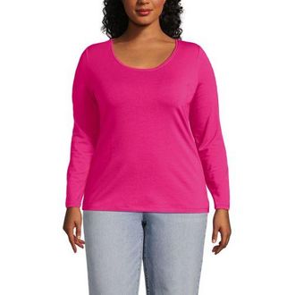 Lands End Baumwolle/Modal-Shirt mit Ballett-Ausschnitt, Damen, Gr&ouml;&szlig;e:52-54 plus, Pink, Baumwolle Modal, by Lands End