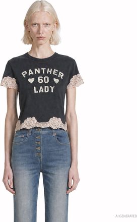 Valentino Panther Lady Cropped T-Shirt