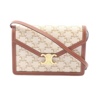 Celine Sac bandouli&egrave;re Triomphe en toile enduite et cuir Pre-owned - Femme - Pre-owned - Beige - Taille: ONE Size