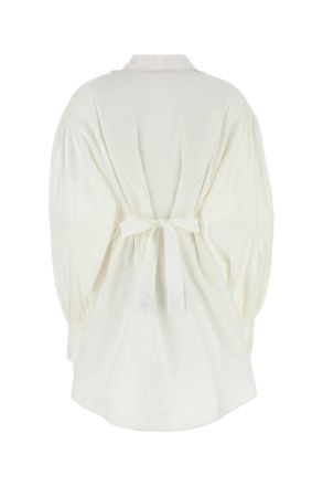 Valentino Garavani Womens White Cotto Blend Shirt Dress Bianco Exterior: Cotton Linen Silk Abiti