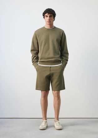 Mango Bermuda jogger 100 % coton vert fonc&eacute; - Homme - XXL - MANGO MAN