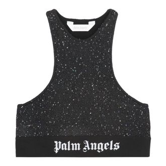 Palm Angels Crop-Top mit Logo - - Tops - Damen - Schwarzk - XS