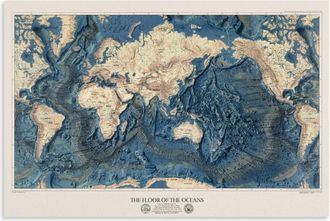 Generic The Floor of The Oceans Map Poster Dekorative Malerei Leinwand Wandkunst Wohnzimmer Poster Schlafzimmer Malerei,Wandkunst Bilddruck Moderne Familienzi