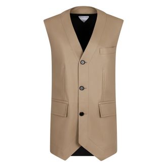Bottega Veneta Oversize Einreihige Weste mit Taschen - - Suits - Damen - Beige - XS