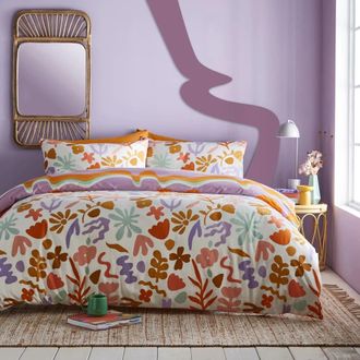 furn. Amelie Bettbezug-Set, buntes Blumenmuster, wendbare Bettwäsche (Mehrfarbig, floral, Doppelbett)