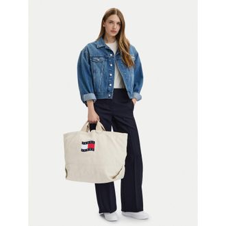 Tommy Jeans Handtasche Tommy Jeans Tjw Wave Flag Med Tote AW0AW18466 Beige