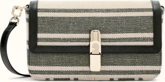 Furla Iride Umh&auml;ngetasche S Toni Indigo Gestreiftes Canvasgewebe + Sidney-kalbsleder Damen