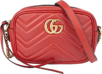Gucci Crossbody Bags - Gucci Red Leather GG Marmont Crossbody Bag - Gr. unisize - in Rot - f&uuml;r Damen