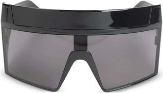 Rick Owens Femme, Accessoires, Noir, Taille: ONE Size Rev Shiny Shield Lunettes de soleil