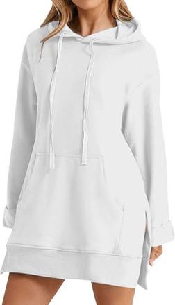 Generic Long sweat à capuche surdimensionné pour femme - Sweatshirts dhiver chauds pour femmes - Veste de sport à capuche - Pulls longs avec poches - Vestes t