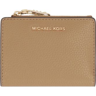 Michael Kors Geldb&ouml;rse aus genarbtem Leder mit Druckknopfverschluss - - Accessories - Damen - Beige - ONE SIZE