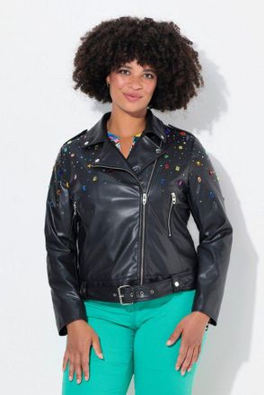 Angel Of Style Outdoorjacke Bikerjacke Lederoptik farbige Glitzersteinchen