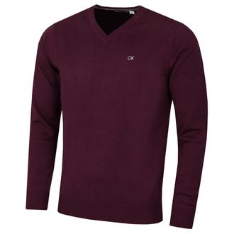Calvin Klein Herren V-Ausschnitt Soft Cotton Pullover - French Burgundy - XXXXL