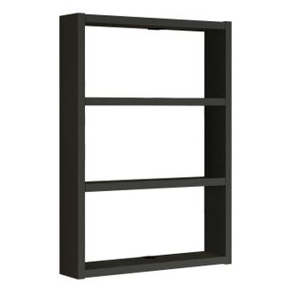 HowHomely Hängeregal Küche Holz in Farbe Schwarz | Schweberegal 60x43x9 cm | Dekorative Regal Küche Wand | Bücherregal Hängend mit 3 Etagen | Wandregal Wohnzimm