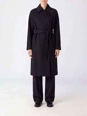 Fay Manteau long crois&eacute; en laine et cachemire avec ceinture et brandebourgs