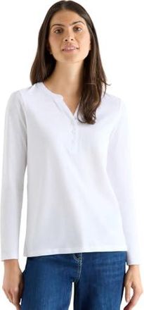 Cecil 3227282 T-Shirt à Manches Longues et col Fendu, Blanc, XXL Femmes