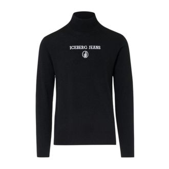 Iceberg Rollkragenpullover in schlichtem Strick mit tonalem Logo - - Knitwear - Herren - Schwarzk - S