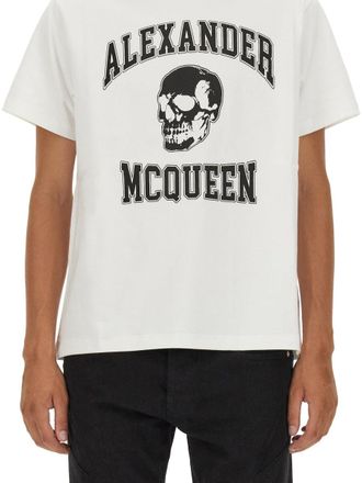 Alexander McQueen Skull Logo Cotton T-Shirt - White
