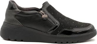 Generico Mysoft Mocassins femme avec semelle &agrave; m&eacute;moire de forme amovible, cuir synth&eacute;tique, plateforme 4 cm, fermeture &eacute;clair lat&eacute;rale, d&eacute;contract&eacute;e, Noir, 36 