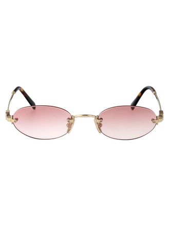 Miu Miu 0MU Oval Metal Sunglasses - Gold
