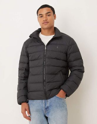 Polo Ralph Lauren Leichte, isolierte Pufferjacke in Schwarz mit Markenlogo