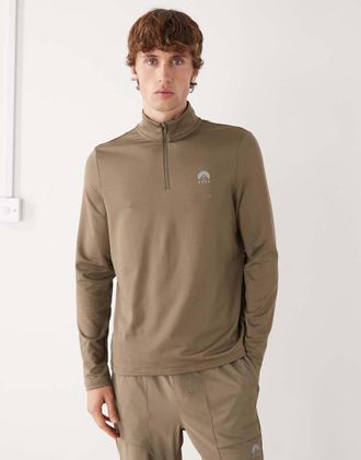 OOSC Elite - Top de sport à col zippé - Kaki-Vert