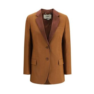 Fendi Eleganter Wolle Mohair Blazer - - Jackets - Damen - Braun - S