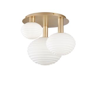 Luce-Ambiente-Design Ripple Ceiling Light in Gold Metal With Three Glass Diffusers